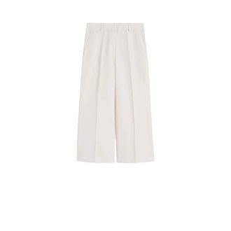Max Mara Cropped Hose mit weitem Bein aus Baumwoll-Leinen-Canvas - - Trousers - Damen - Beige - XS