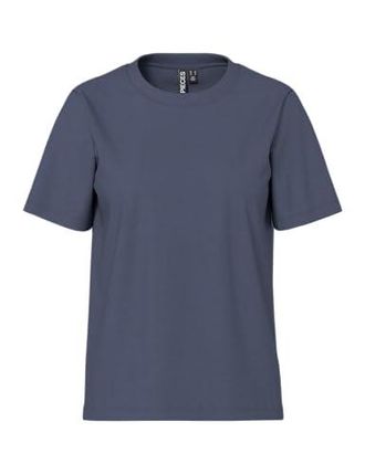 Pieces Pcria SS Solid Tee Noos BC T-Shirt pour Femme, Bleu Gris, XS