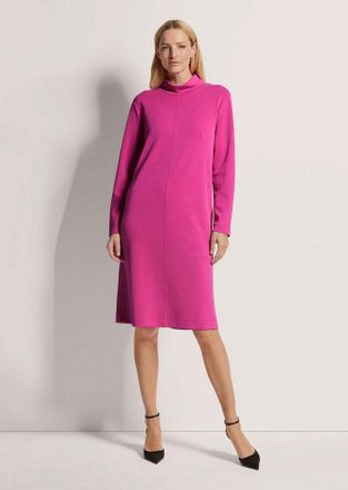 Madeleine Midikleid Jersey-Kleid mit Stehkragen, Midil&auml;nge Kleid in figurschmeichelnder H-Linie, knieumspielend, Langarm