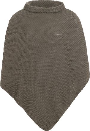 Knit Factory Coco Gestrickter Poncho - Damen Strickponcho mit Rundhals - Strick Pullover - Mit Wolle - Hochwertige Qualit&auml;t - Cappuccino