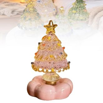 Generic Handgefertigter, drehbarer Weihnachtsbaum aus Glas, Weihnachtsbaum-Skulpturen, Mini-Drehweihnachtsbaum for Zuhause, Büro und als Weihnachtsdekoration,