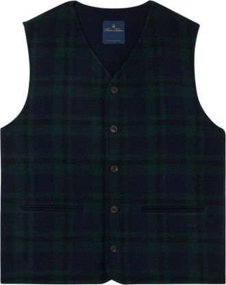 Brooks Brothers Gilet en maille Blackwatch - Homme - Vestes - Bleu - Taille: XL