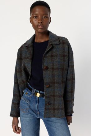 Gerard Darel Veste &agrave; carreaux en laine - NELL - Gris moyen