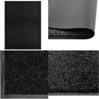 vidaXL Vidaxl - Fußmatte Waschbar Schwarz 90x120 cm - Schwarze Fußmatte - Innenraummatte - Outdoormatte - Türmatte - Wasserdichte Matte - Home & Living