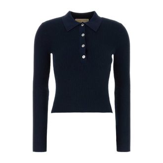 Michael Kors Stretch Viskose-Mischung Poloshirt - - Knitwear - Damen - Blau - S