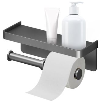 Generico Toilettenpapierhalter, Wandtuchspender, Edelstahl, 25 x 15 cm, Doppelrollendesign, integriertes f&uuml;r Handy, Elegante dekorative Oberfl&auml;che, praktisches