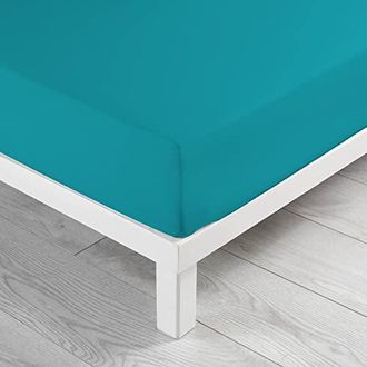 Douceur d'Intérieur douceur dIntérieur 1640679 Spannbetttuch unifarben Baumwolle 57 Fäden, Outre Mer, 90 x 190 cm