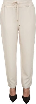 Nenette Femme, Pantalons, Blanc, Taille: 44 FR Pantalon Ivoire en Tissu Tricot Chino