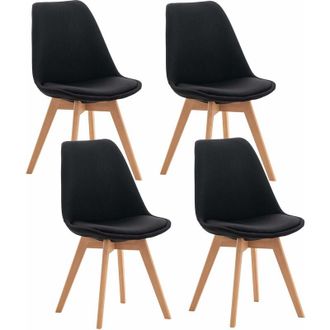Clp Réglez 4 chaises à manger en bois clair et siège de tissu différentes couleurs colore : noir