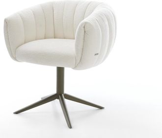 DELIFE Drehstuhl Jada-Flex Boucl&eacute; Soft Beige Fu&szlig;kreuz Effektfinish Titan 360&deg; drehbar Wippfunktion Taschenfederkern, Esszimmerst&uuml;hle