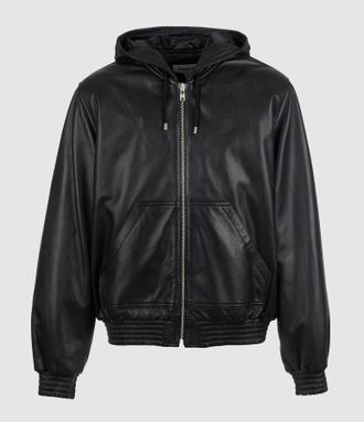 Serge Pariente Veste Capuche Cuir Alya Black