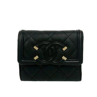 Chanel Pre-owned CC Filigree Trifold Wallet - - Pre-owned - Damen - Schwarzk - ONE SIZE