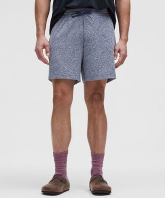 lululemon Soft Jersey Shorts f&uuml;r M&auml;nner - 13 cm - Gr&ouml;&szlig;e 2XL in Heathered Club Blue/Heathered Starch Blue