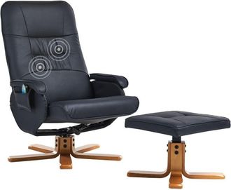 Beliani Beliani - Fauteuil Massant avec Fonction Chauffage et Repose-pied en Cuir pu Noir Relaxpro