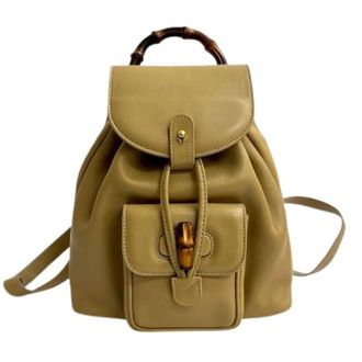 Gucci Sac &agrave; dos en cuir et bambou Pre-owned - Homme - Pre-owned - Beige - Taille: ONE Size