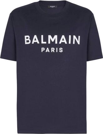 Balmain Homme, Tops, Bleu, Taille: XL T-shirt avec imprim&eacute; Paris