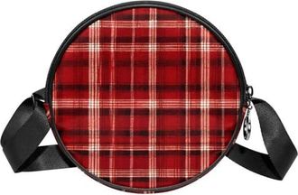 Generic Petit sac &agrave; bandouli&egrave;re Circle pour femme, sac &agrave; bandouli&egrave;re r&eacute;tro rouge avec fermeture &eacute;clair, bretelles r&eacute;glables, sac &agrave; main rond d&eacute;contract&eacute; pour 