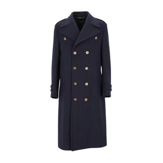 Dolce & Gabbana Homme, Manteaux, Bleu, Taille: L Manteau en laine &agrave; double boutonnage