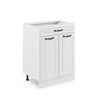 Vicco Meuble Cuisine R-Line, Blanc Campagne/Blanc, 60 cm avec tiroir, sans Plan de Travail