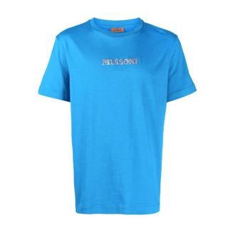 Missoni T&uuml;rkis Druck Baumwoll T-Shirt - - Tops - Herren - Blau - L