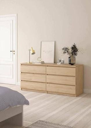 Dmora Kommode Giselle, Wohnzimmerbuffet, Wohnzimmer-Sideboard, Moderne K&uuml;chen-Speisekammer, 154x50 h70 cm, Eiche