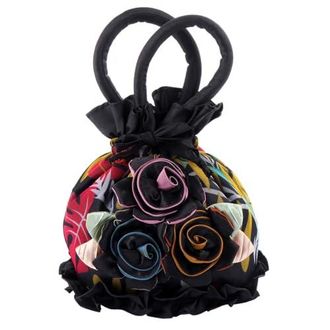 SOLUSTRE Abaodam Paquet de Soir&eacute;e pour Femme en Tissu Noir Paquet &agrave; Main Forme Fleur Pochette Seau L&eacute;g&egrave;re Poign&eacute;e Mariage Bal F&ecirc;te et Occasions Sp&eacute;ciales Range