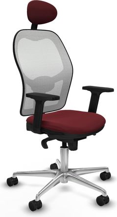 Piqueras y Crespo Telefonica Jorquera mit 2D-Armlehnen, h&ouml;henverstellbarer Lendenwirbelst&uuml;tze und festem Kopfteil, ausgestattet mit 5 Positionen, Wei&szlig;/Granatrot