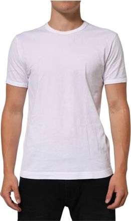 Dolce & Gabbana Homme, Tops, Blanc, Taille: 2XL T-shirt &agrave; col rond