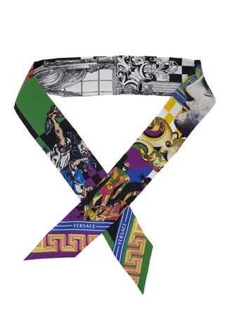 Versace Womens Silk Theater Print Scarf Multicolour Scarfs