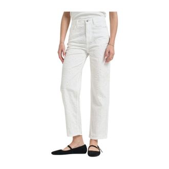 Liu Jo Femme, Jeans, Blanc, Taille: W30 Jean &Eacute;vas&eacute; Brod&eacute; de Fleurs