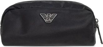Emporio Armani Femme, Sacs, Noir, Taille: ONE Size Logo Detail Travel Pouch