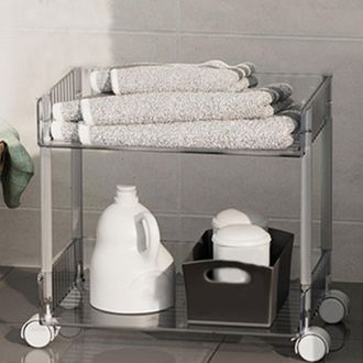 Generic 2-4 Tier Rolling Aufbewahrungskorb mit Rädern Multifunktionale Eckregale Platzsparendes Badezimmer Lagerregal 39,6 cm x 24,9 cm x 38 cm für Küche & He