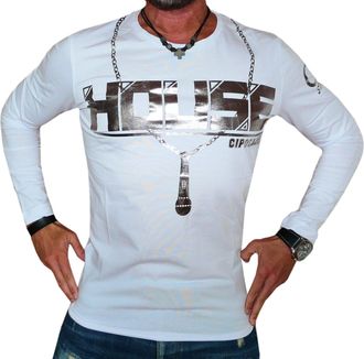 Cipo & Baxx Herren Sweatshirt CL136 Wei&szlig;-A - Stylischer Pullover im Modernen Streetwear Look mit Rundhals & Print - Bequemer Sweater f&uuml;r Alltag, Freizeit & Party 