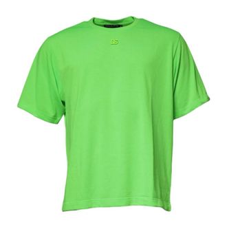 Dolce & Gabbana Neongr&uuml;nes Logo-Detail Crewneck T-Shirt - - Tops - Herren - Gr&uuml;n - L