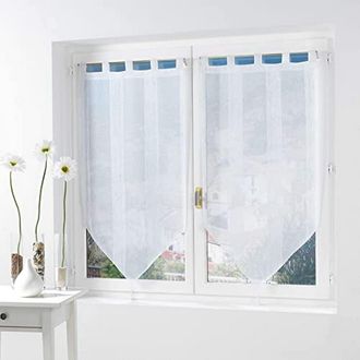 Douceur d'Int&eacute;rieur Doppel-Gardine, mit Troddeln, Salina-Sand / Polyester, 2x60x160cm (1620984), Wei&szlig;