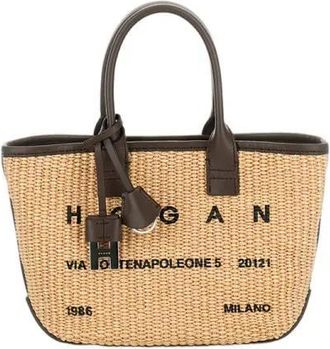 Hogan Shopper & Totes - Address Shopping Mini Tess. Rafia - Gr. unisize - in Beige - f&uuml;r Damen