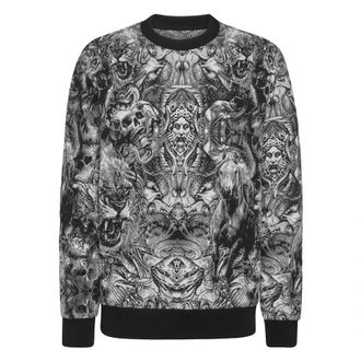 Philipp Plein Knit Pullover Round Neck LS Tattoo - - Knitwear - Herren - Schwarzk - 2XL