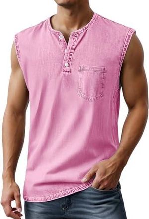 Generic Débardeurs sans manches pour hommes, grande et grande, pour entraînement, gym, course, plage, été, rose, 4XL