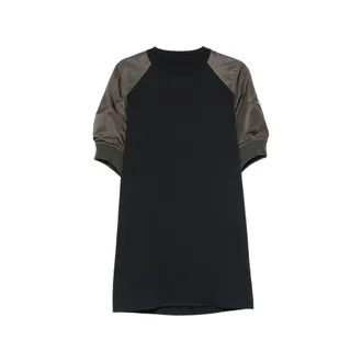 sacai Panelled Puff-sleeve Mini T-shirt Dress