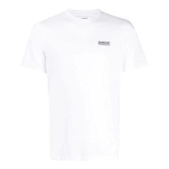 Barbour Homme, Tops, Blanc, Taille: L T-shirt Blanc en Coton avec Logo Manches Courtes