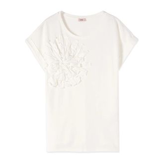 Oltre T-Shirt mit Applikation und Perlen - - Tops - Damen - Wei&szlig; - XL