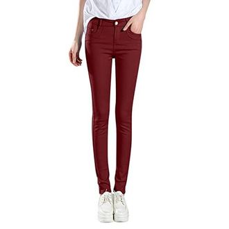 Generic Jeans skinny stretch pour femmes - Jeans taille basse femme avec poches, jean liftant pour fesses, pantalons en denim doux, couleur unie, taille &eacute;last