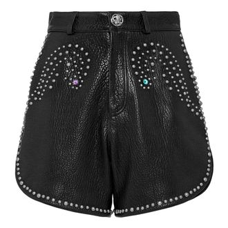 Philipp Plein Vintage Leder Hot Pants - - Shorts - Damen - Schwarzk - M