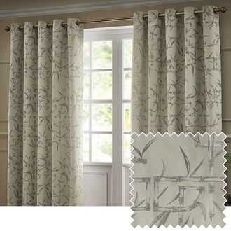 Riva Paoletti Bamboo &Ouml;senvorh&auml;nge Paar - Gef&uuml;tterte Verdunkelnde Luxusvorh&auml;nge Mit Geometrischem Jacquardmuster (Champagner - 117x183cm)