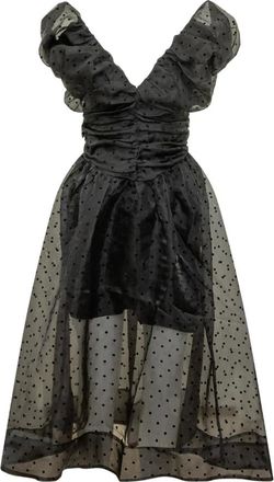 Ganni Femme, Robes, Noir, Taille: 40 FR Organza Ruched Dress