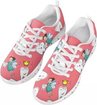 CHAQLIN Femmes Chaussures de Course Mignon Dentiste modèle Sport Gym Marche Jogging athlétique Fitness extérieur Baskets léger 38 EU