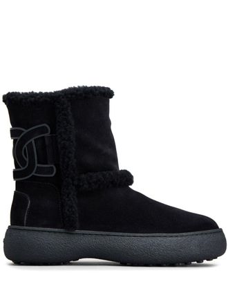 Tod's Shearling-Stiefel - Schwarz