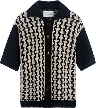 Roberto Collina Homme, Chemises, Multicolore, Taille: M Camicia mc bicolore lavorato alluncinetto
