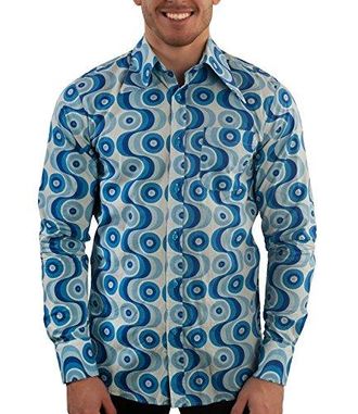 Comycom 70Ger ans mod&egrave;le de chemise waves-bleu - Bleu - XXXL