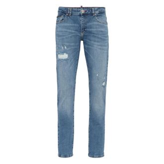 Philipp Plein Destroyed Super Straight Cut Jeans - - Jeans - Herren - Blau - W32